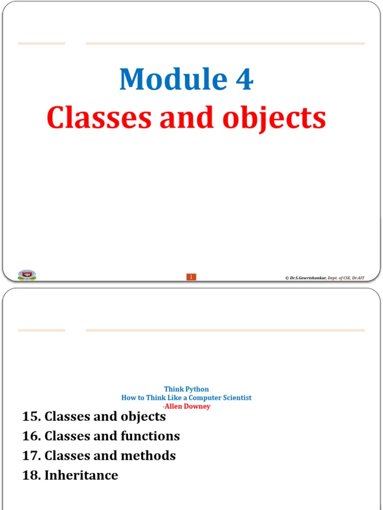 Module 4-Classes, Objects &inheretace-Updated | PDF | Object Oriented Programming | Class ...