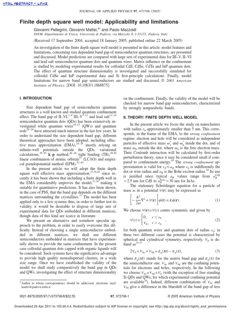 Finite Depth Square Well Model | PDF | Perturbation Theory (Quantum ...