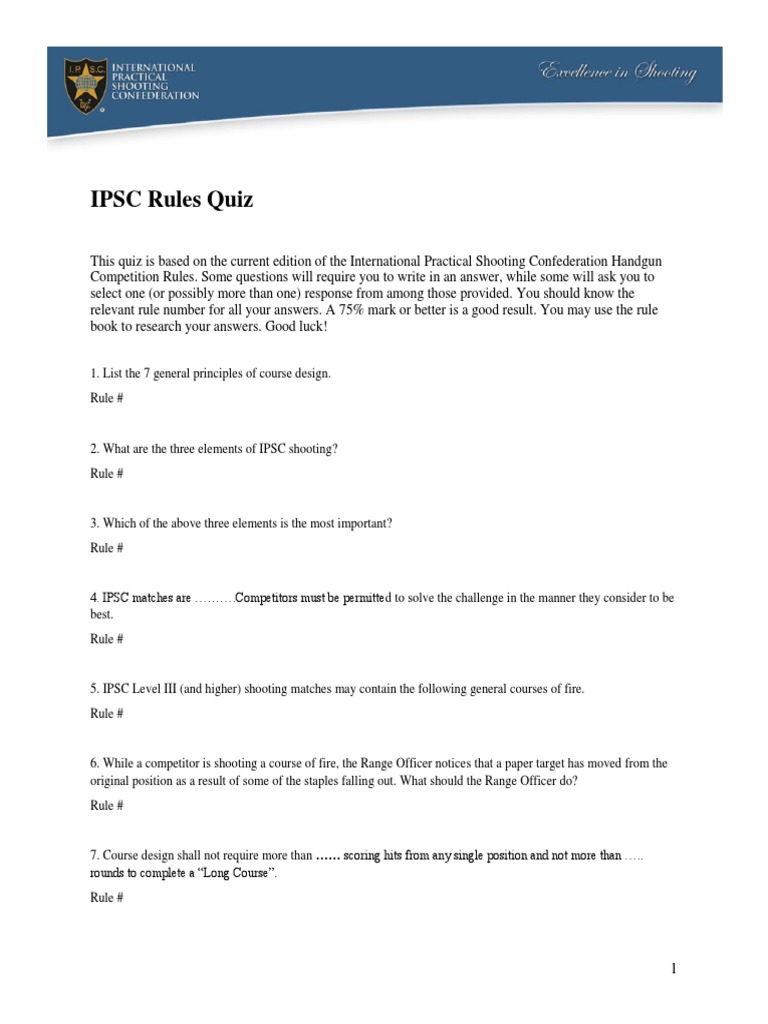 IPSC_Rules_Quiz | PDF | Projectile Weapons | Ballistics