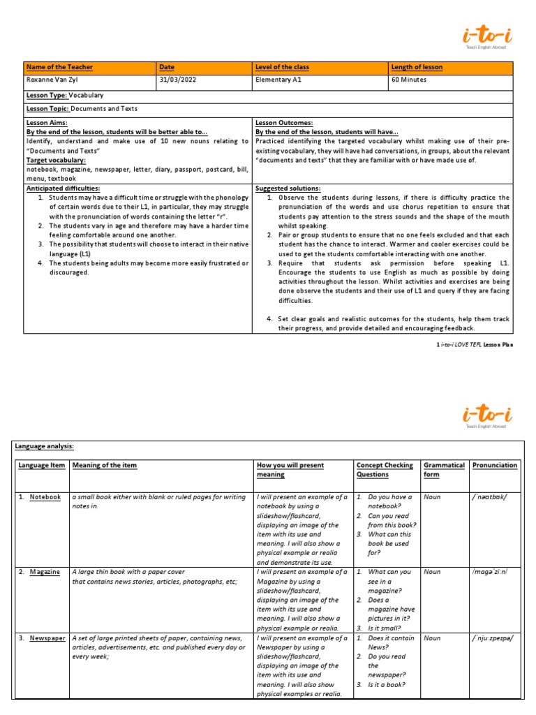 PASSED WITH MERIT I-To-I TEFL Level 5 Advanced Diploma - Assignment 1 ...