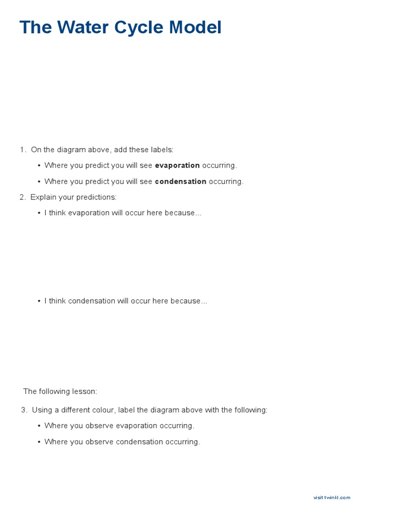 The Water Cycle Model Activity Sheet | PDF | Art