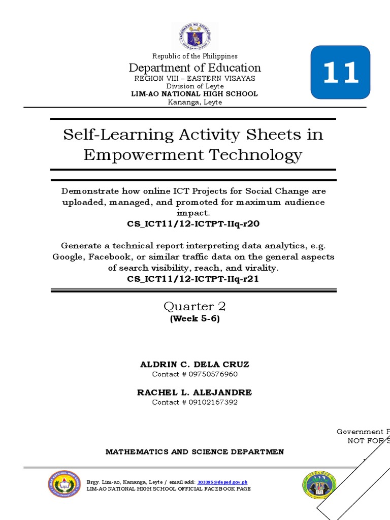 Contextualized Self Learning Activity Sheets in Empowerment Technology: Lessons on Creating ...