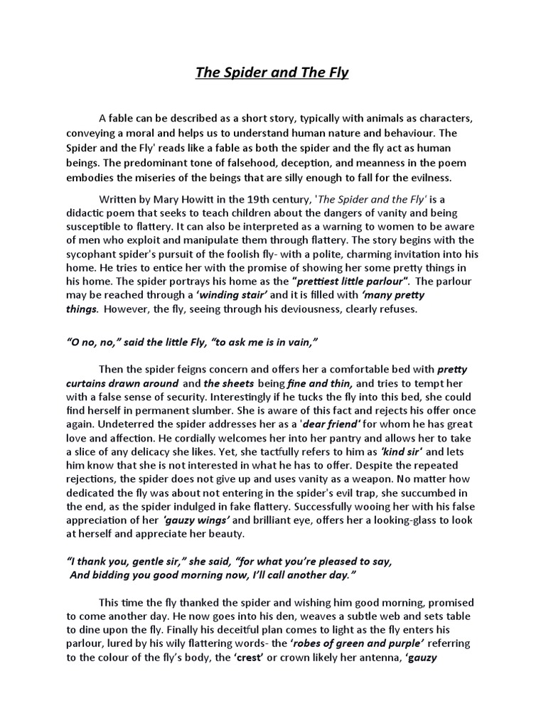 The Spider and The Fly | PDF