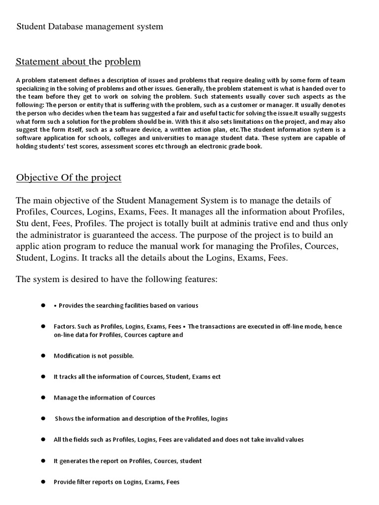 Synopsis Deepak Kumar Students Database Management System | PDF | World Wide Web | Internet & Web