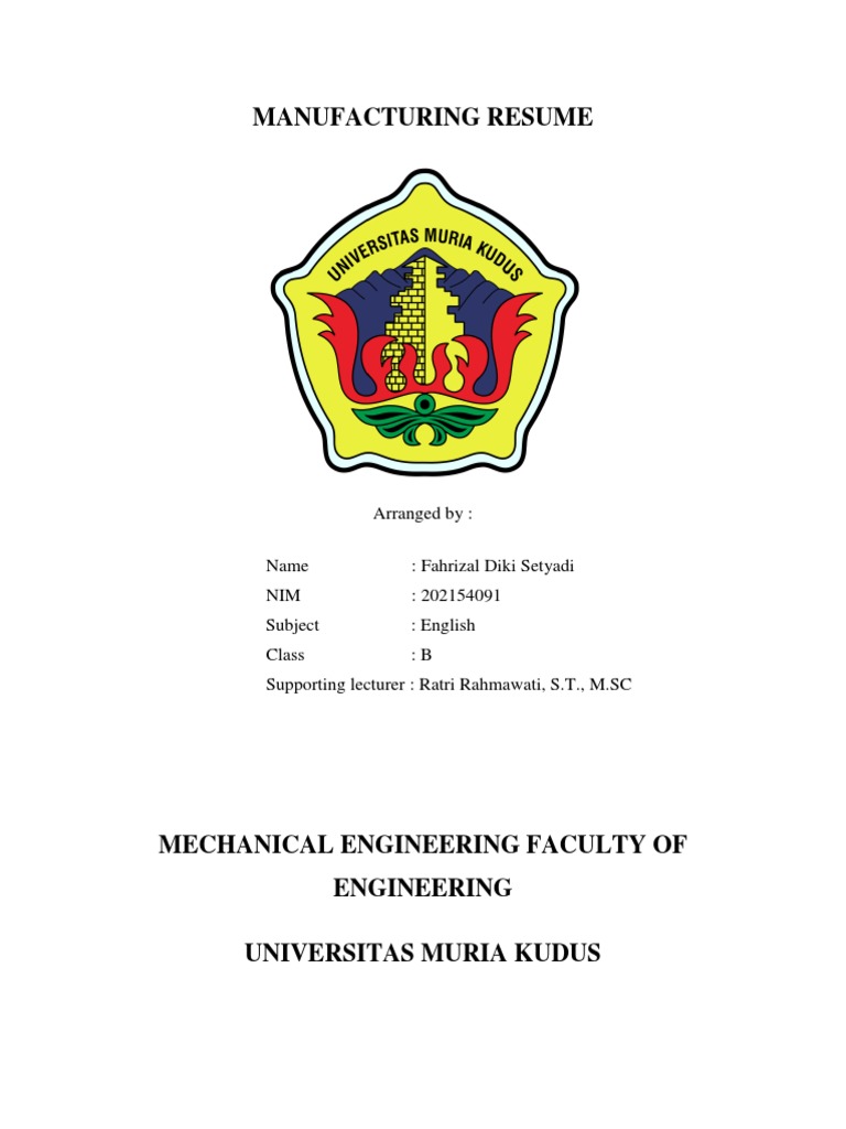 Manufacturing Resume: Arranged by | PDF | Numerical Control | Engineering