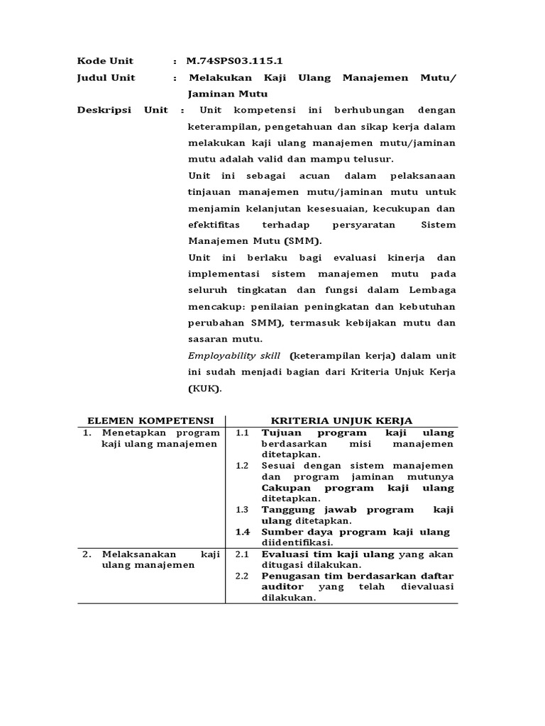 M.74SPS03.115.1 Melakukan Kaji Ulang Manajemen | PDF