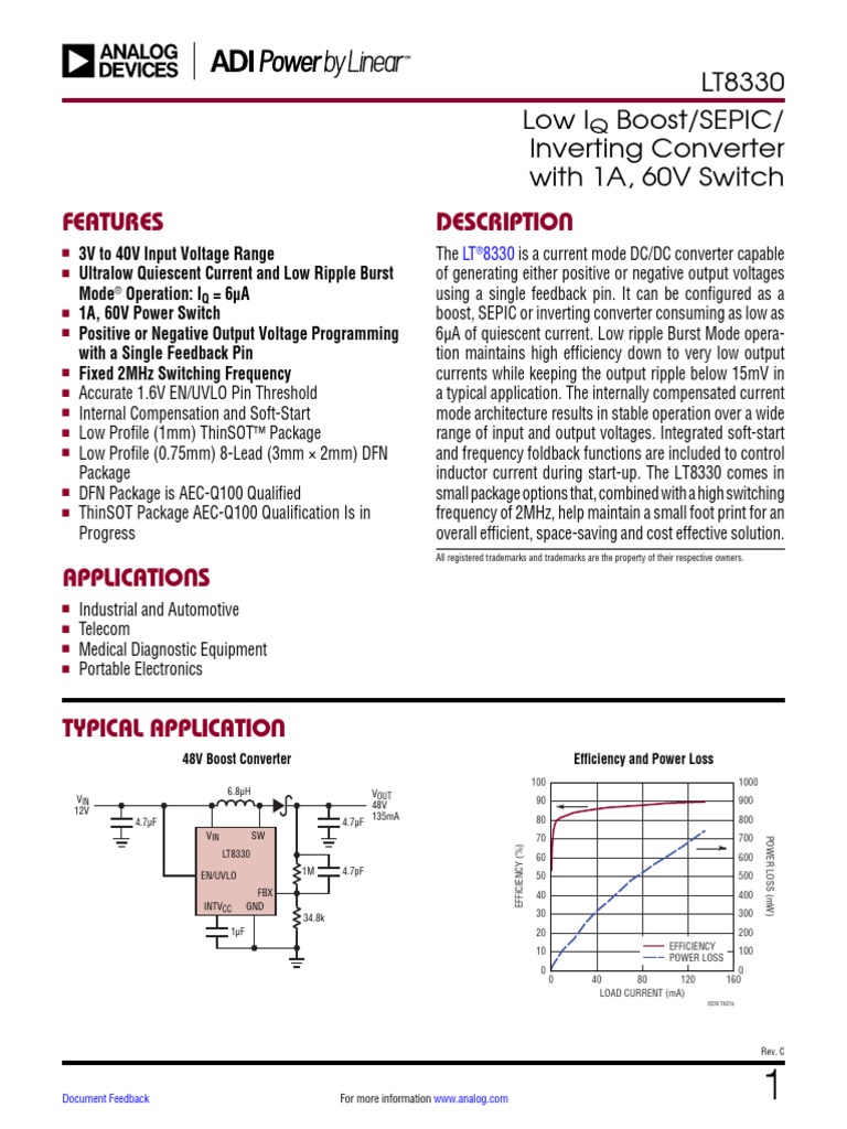 Features Description: LT8330 Low I Boost/SEPIC/ Inverting Converter ...