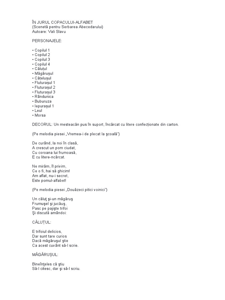 IN JURUL COPACULUI Abecedar | PDF