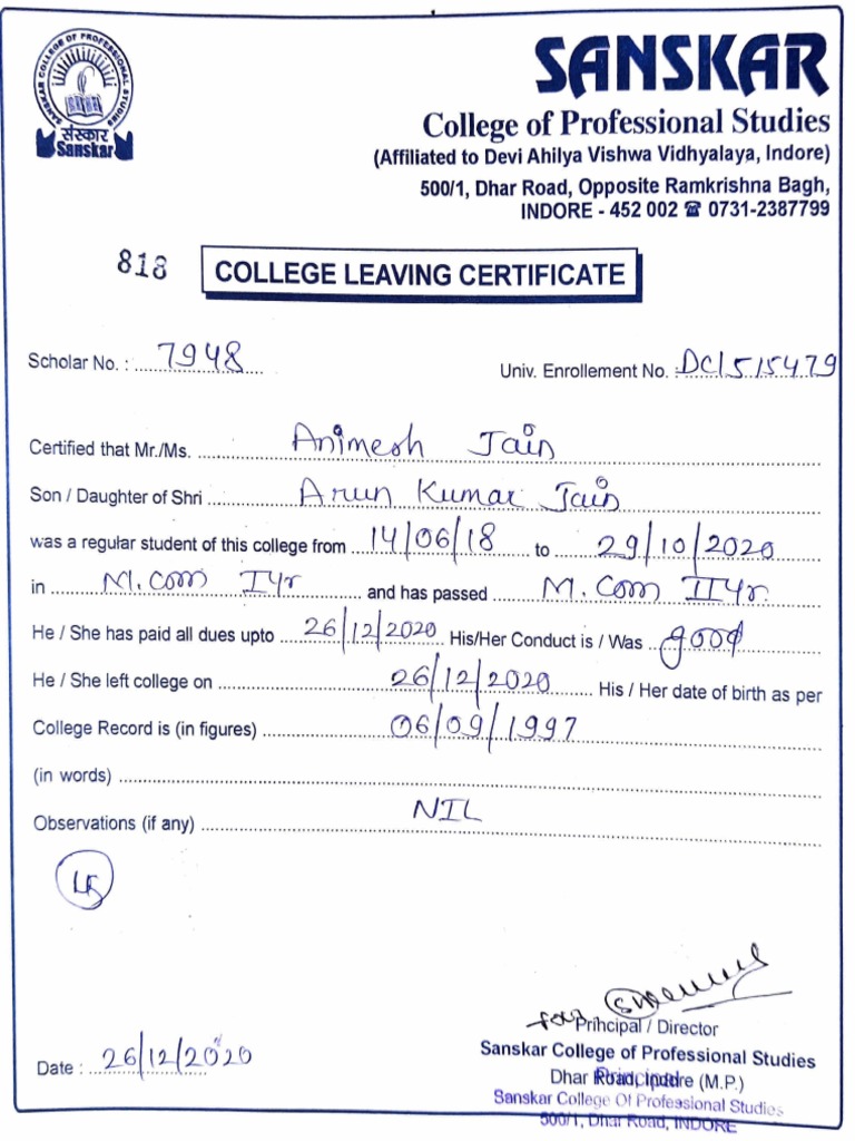 Mcom Marksheet TC | PDF | Public Law | Taxation