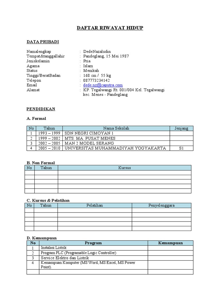 CV Dede - Ahli Elektro | PDF