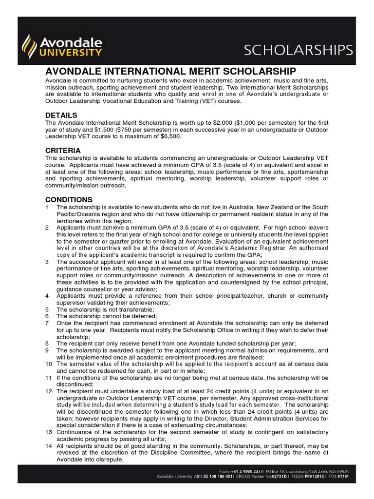 Avondale International Merit | PDF | University And College Admission ...