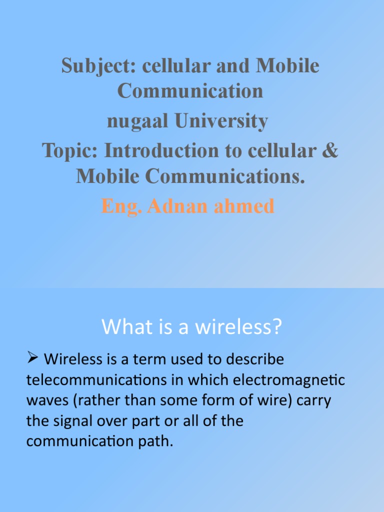 Subject: Cellular and Mobile Communication Nugaal University Topic ...
