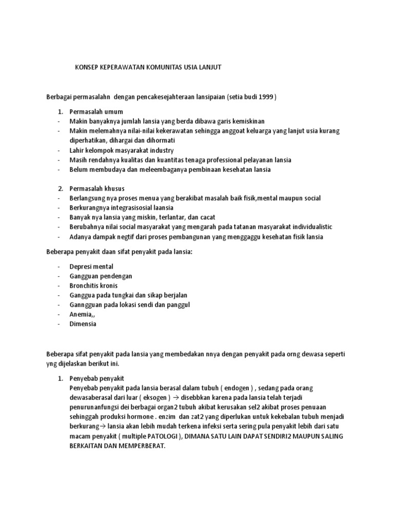 Konsep Kep Lansia | PDF | Pengembangan Diri | Gaya Hidup