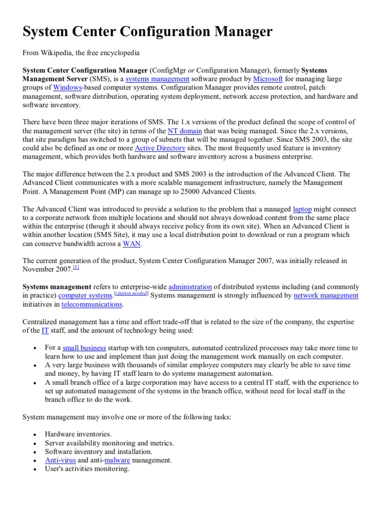 System Center Configuration Manager | PDF | Domain Name System | Computer Network