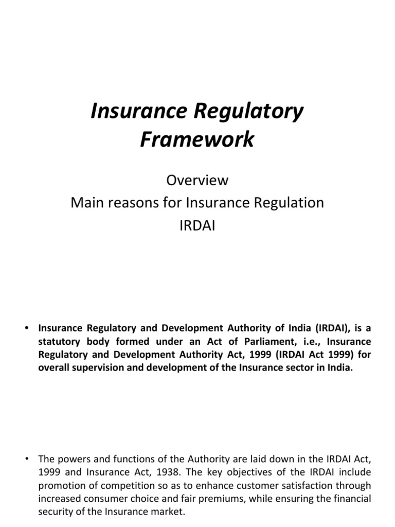 Insurance Regulatory Framework: Main Reasons For Insurance Regulation ...