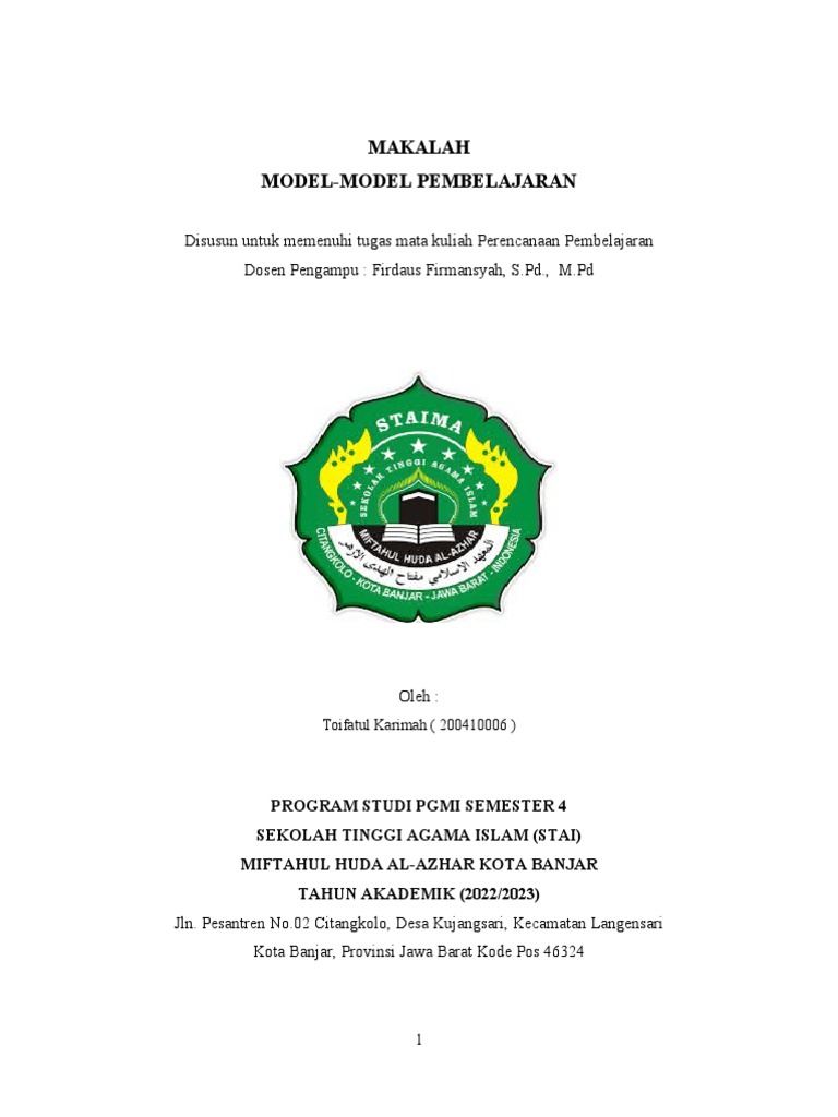 Model Pembelajaran oleh Pak Firdaus | PDF | Karier & Perkembangan