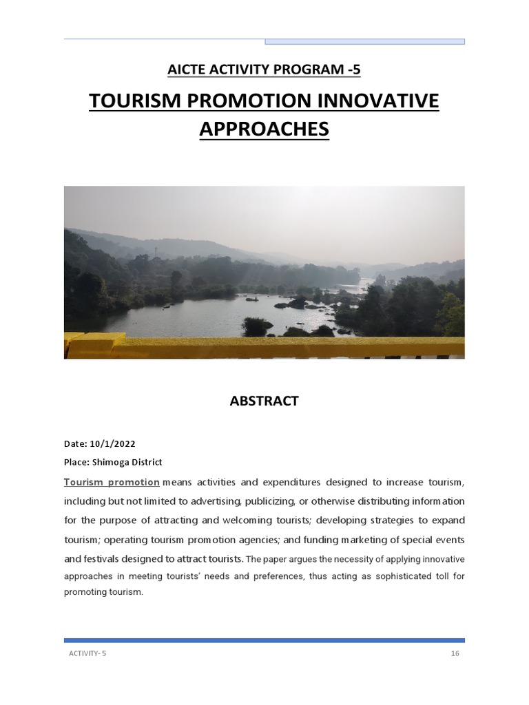 Tourism Promotion Innovative Approaches: Aicte Activity Program - 5 ...