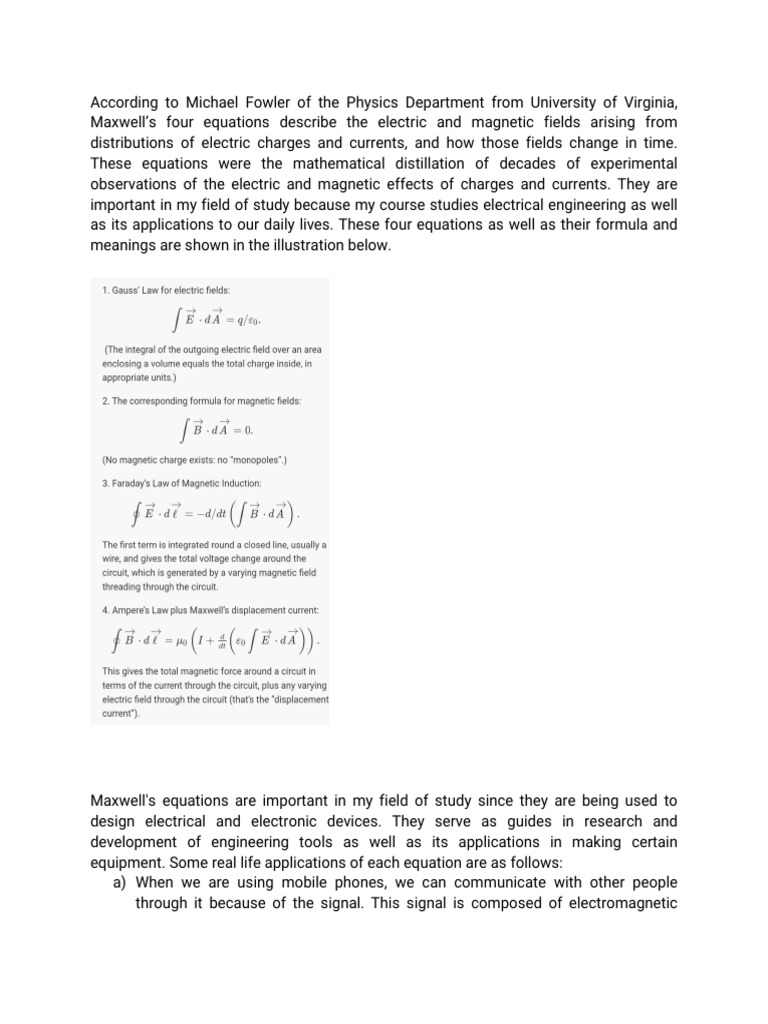 Maxwell's Equation | PDF | Physics | Electromagnetism