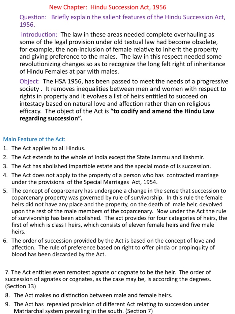 Hindu Succession Act 1956 | PDF | Concurrent Estate | Inheritance