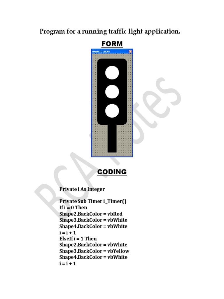 Traffic Light Application Code Example | PDF