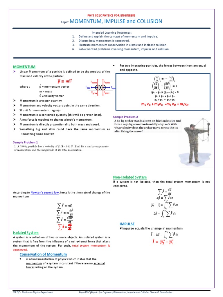Physics for Engineers: Momentum & Collision | PDF | Momentum | Collision