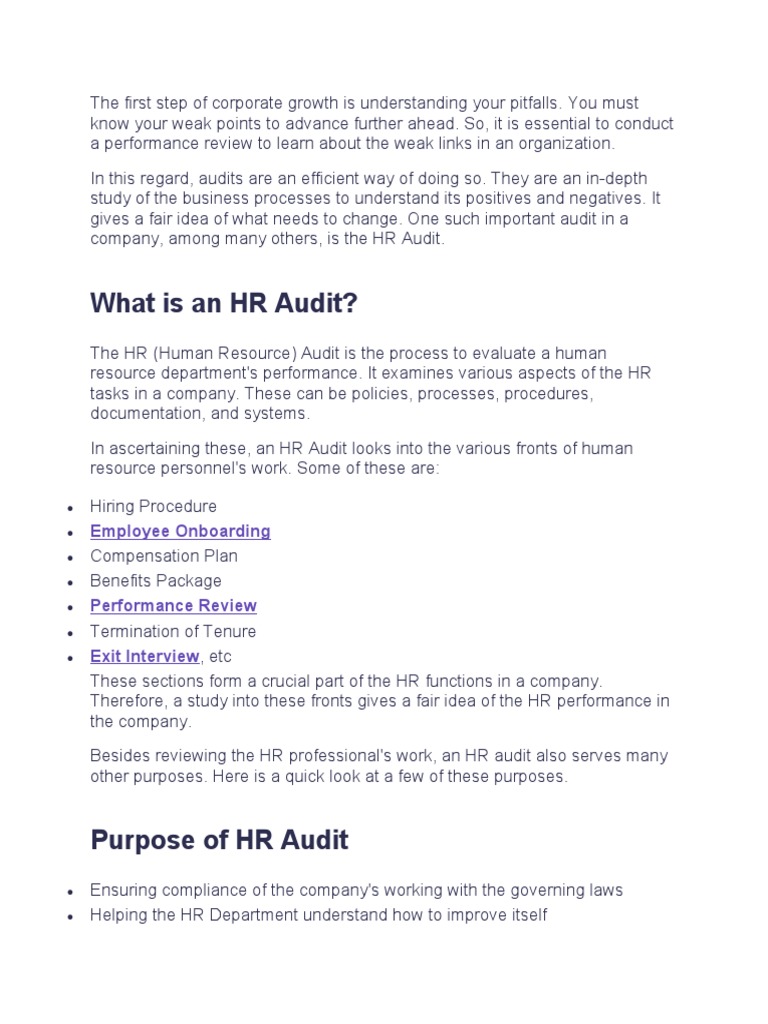 What Is An HR Audit?: Employee Onboarding | PDF | Employment | Audit