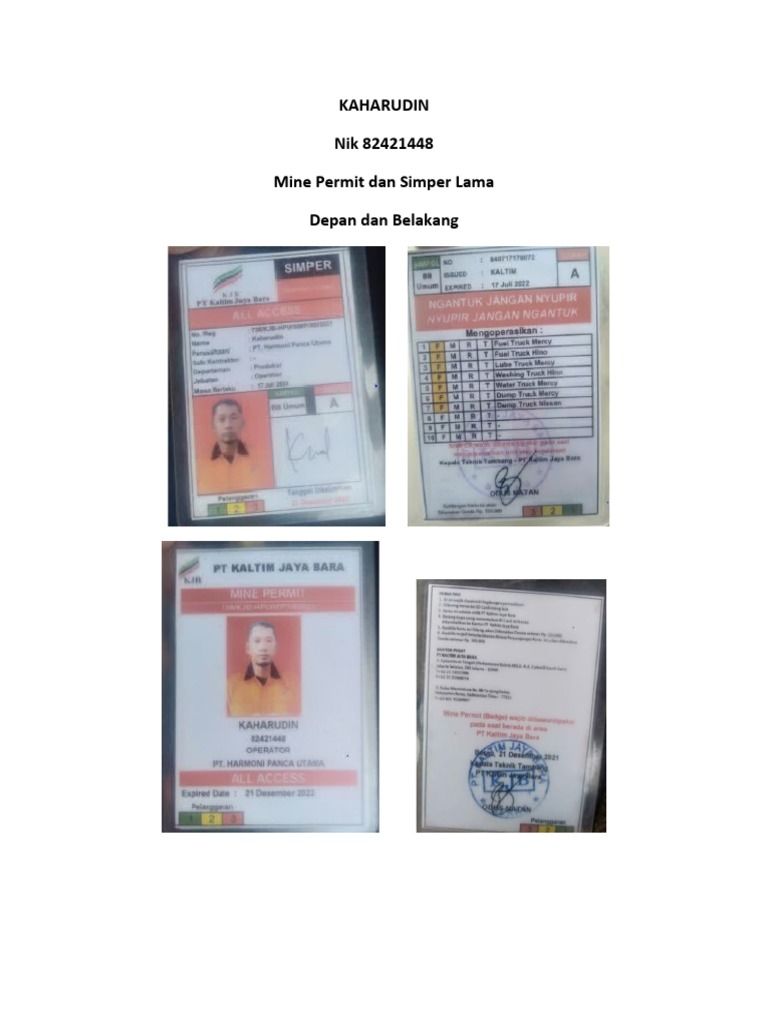 Pengajuan Perpanjangan Permit Dan Simper Kaharudin (Sudah Diajukan) | PDF