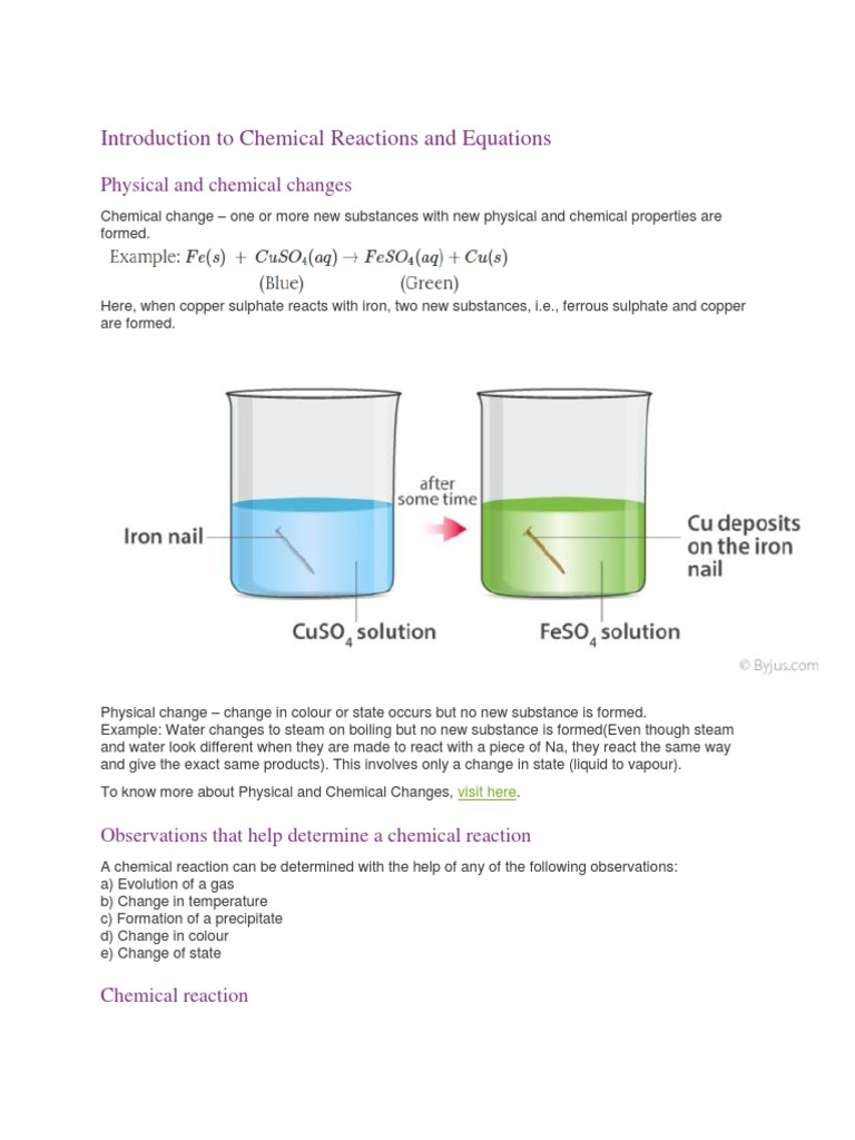 Chapter 1 Chemistry Notes Class 10th | PDF | Chemical Reactions | Redox