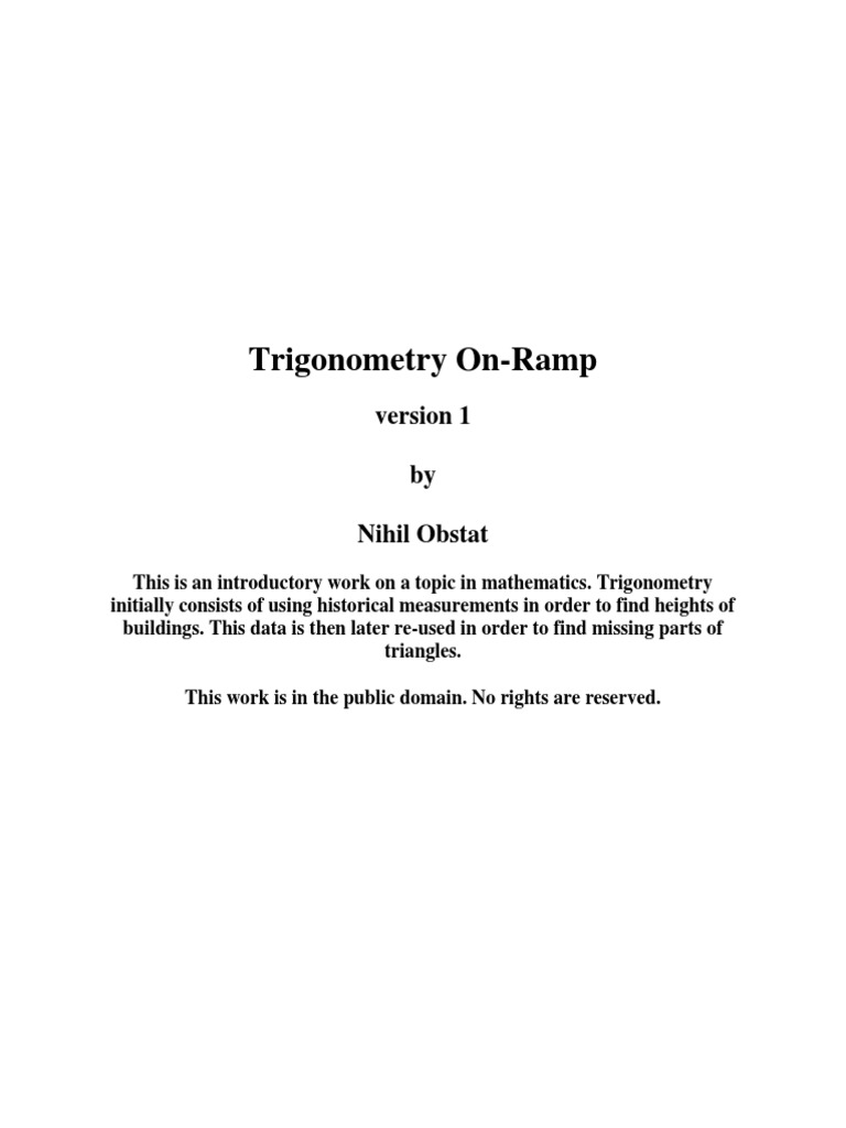 Trigonometry On-Ramp | PDF | Trigonometric Functions | Sine