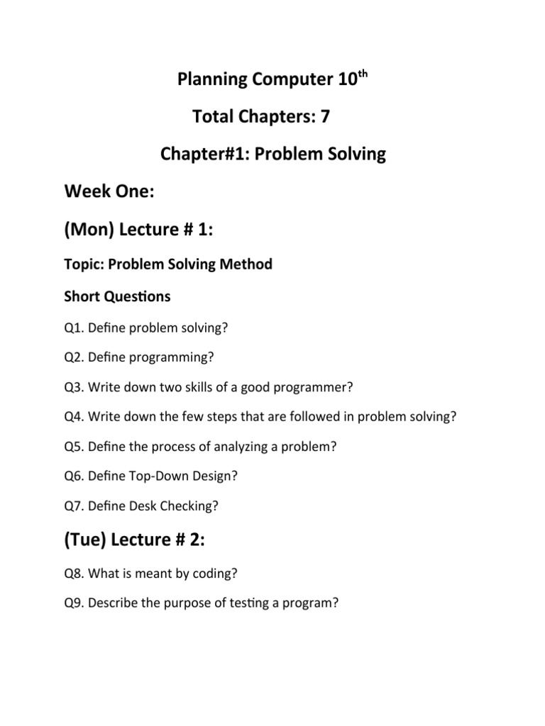 Computer Science Class 10th Planning | PDF | Array Data Type | Computer ...