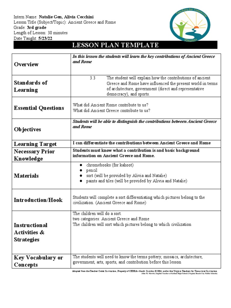 Lesson Plan W - Nat | PDF | Lesson Plan | Curriculum
