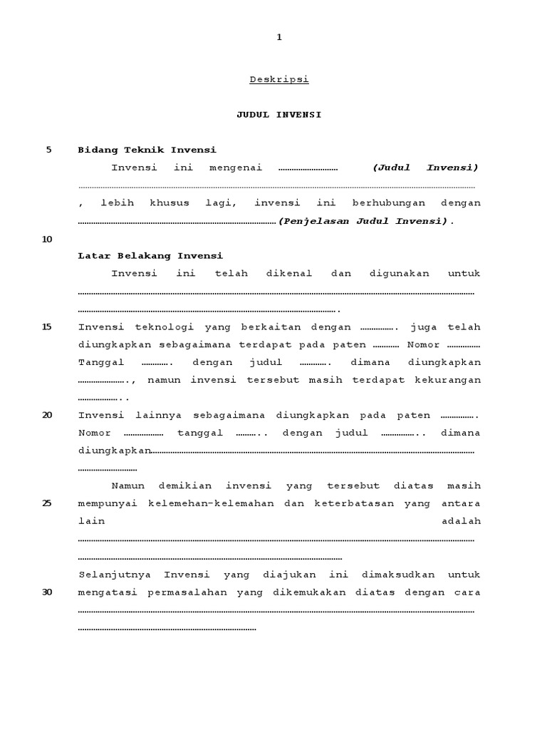 Template Drafting Paten | PDF