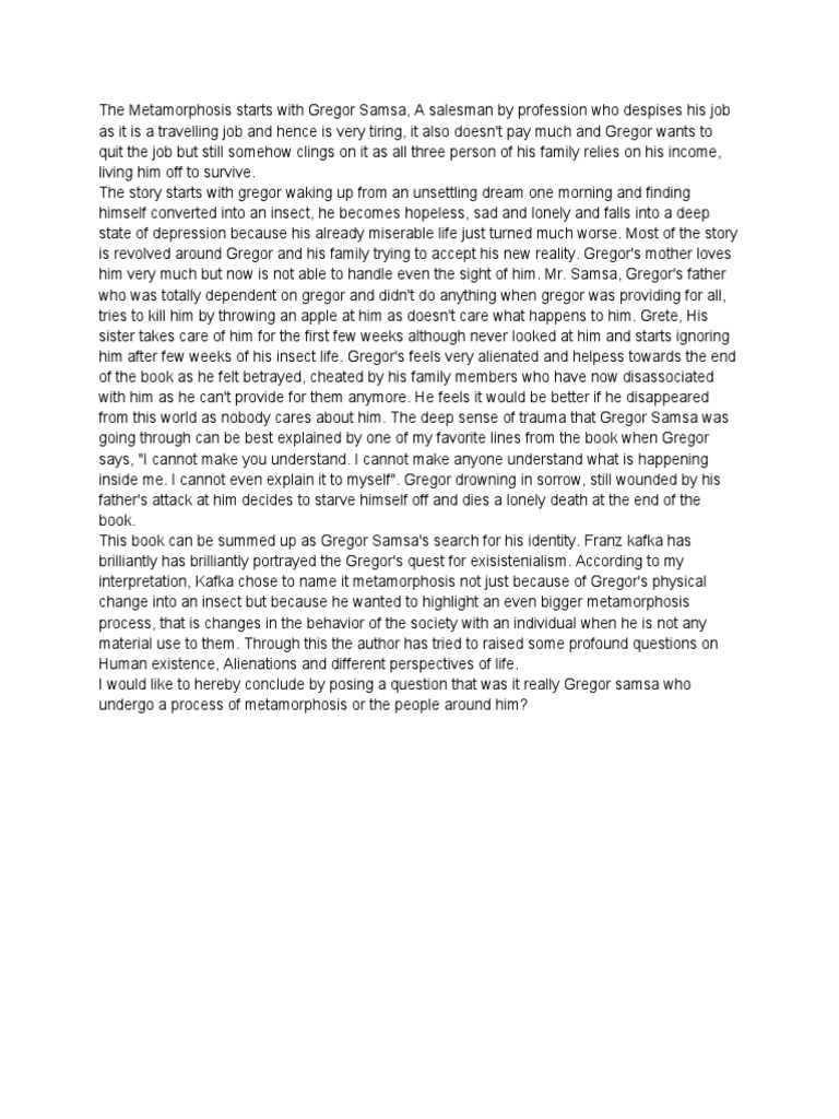 The Metamorphosis | PDF | The Metamorphosis