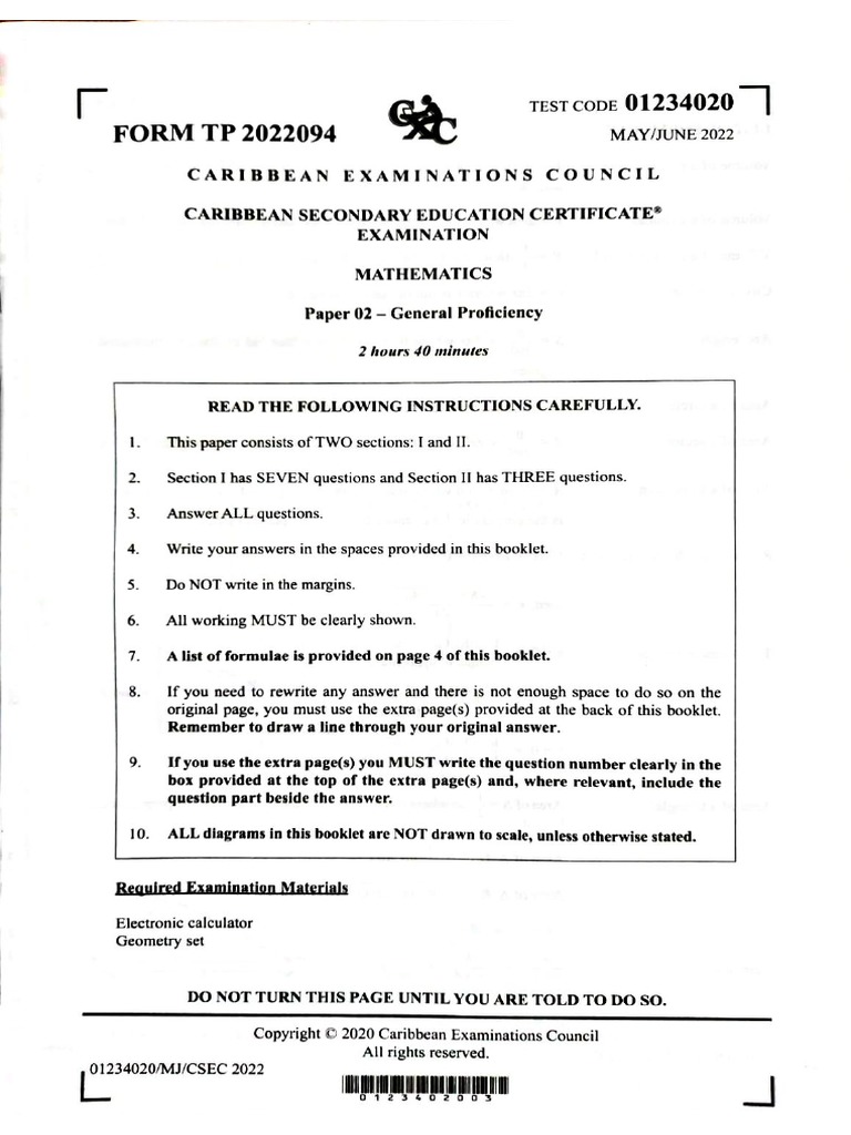 CSEC June 2022 P2 | PDF
