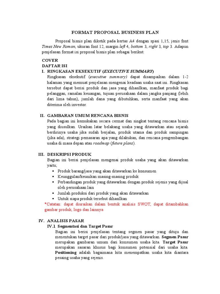 Format Proposal Business Plan | PDF