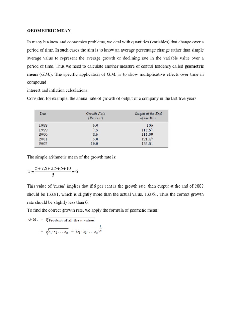 Geometric Mean and Harmonic Mean | PDF | Mean | Logarithm