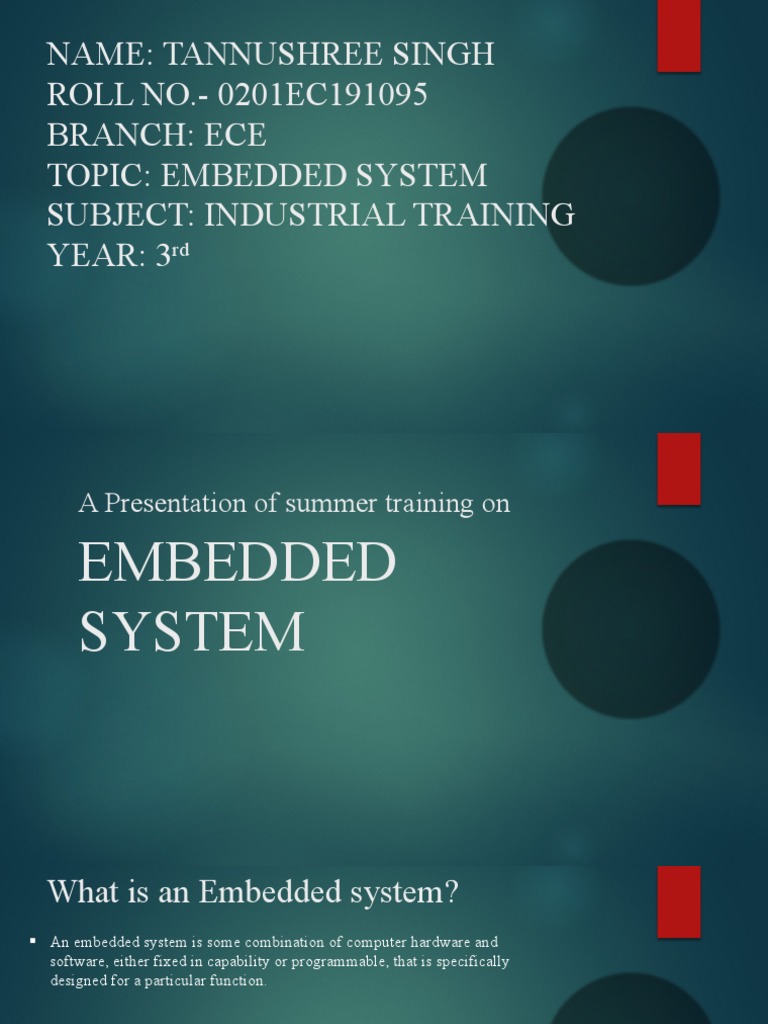 A Presentation of Summer Training On EMBEDDED SYSTEM | PDF | Embedded ...