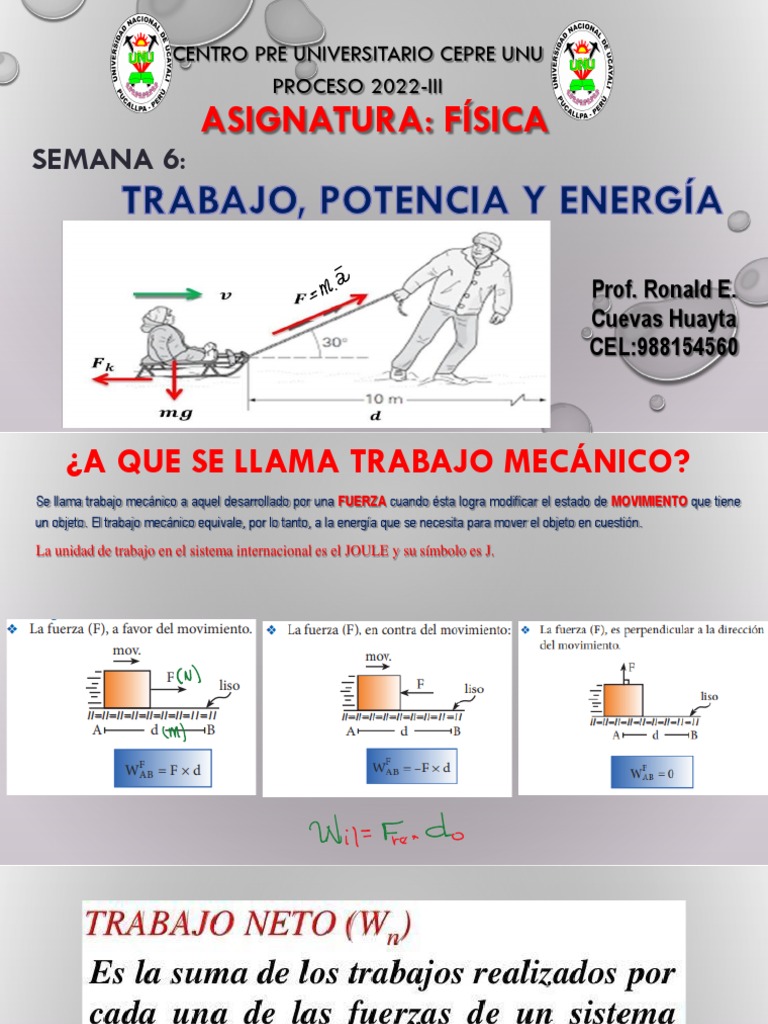 Trabajo Potencia y Energia - Aula 7 | PDF