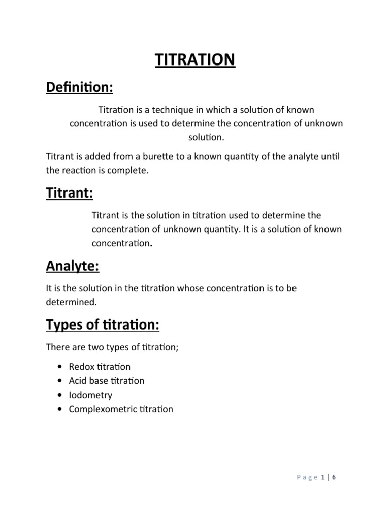 Titration: Definition | PDF | Chemistry | Titration