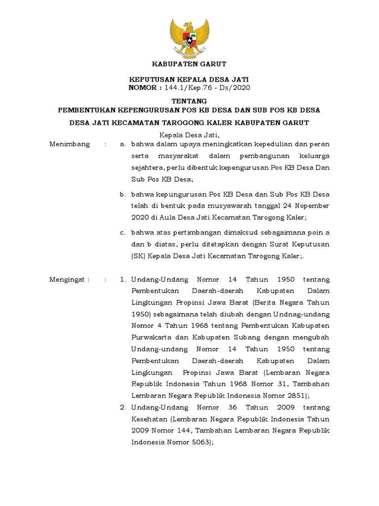 SK Pos KB Dan Sub Pos KB | PDF