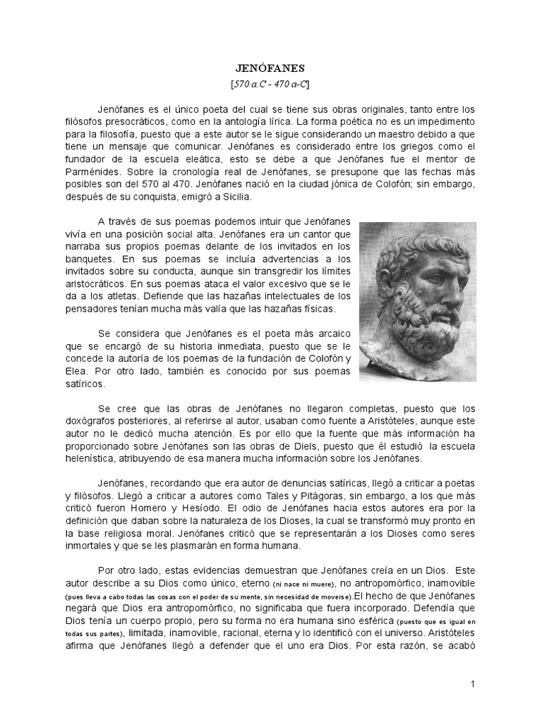 Jenófanes | PDF | Dios | Metafísica