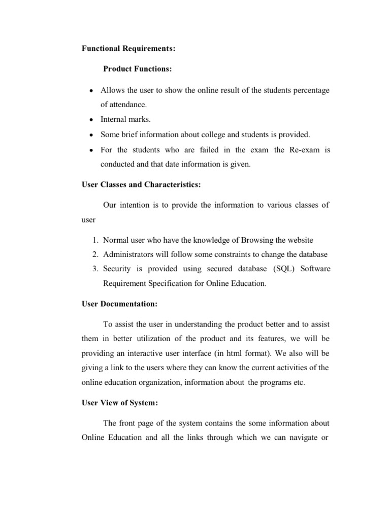 Functional Requirement | Download Free PDF | User (Computing) | Educational Technology
