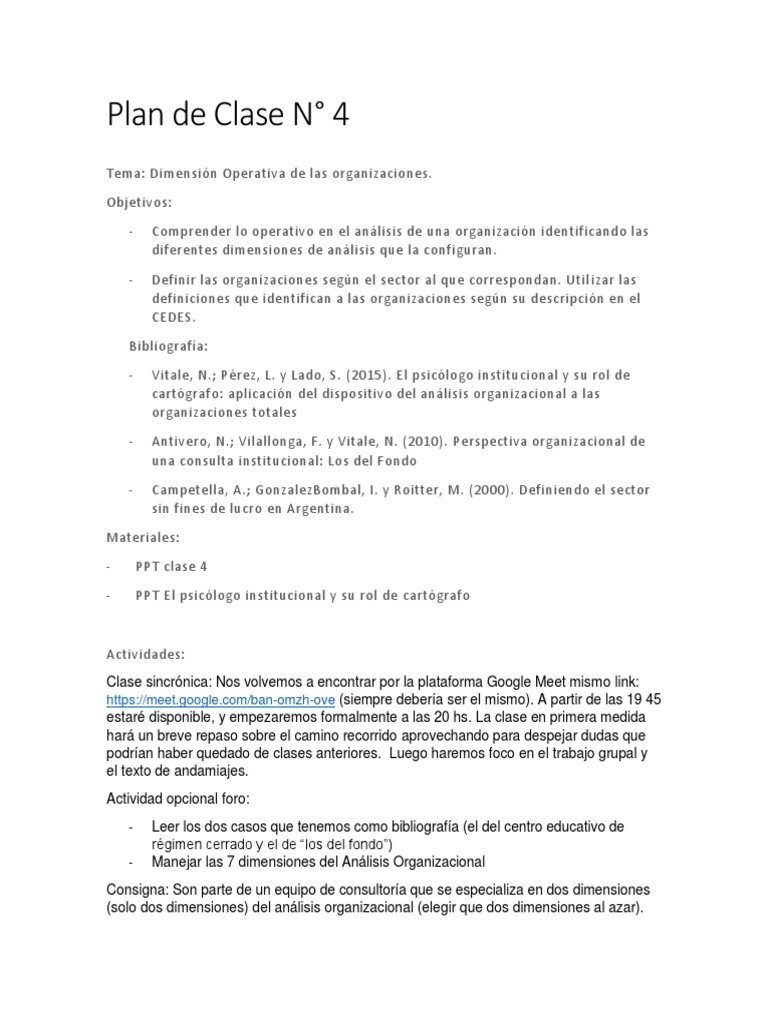 Plan de Clases 4 | PDF