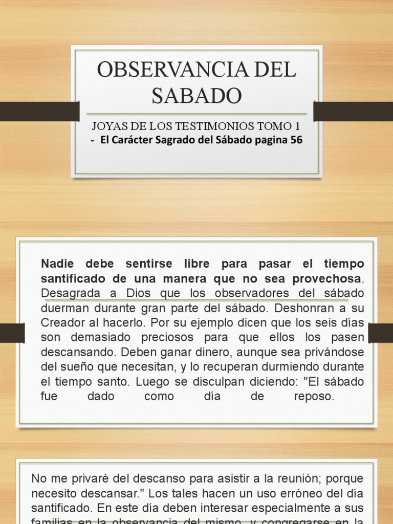 Observancia Del Sabado | PDF | Dios | Creencia religiosa y doctrina