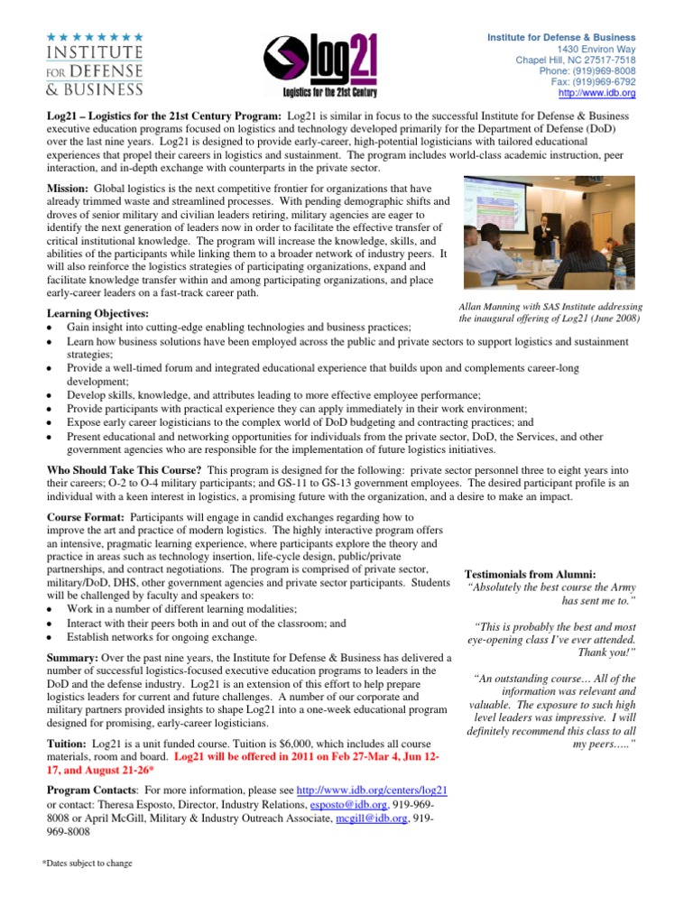 Log21 - Logistics For The 21st Century Program | PDF | Logistics | Military