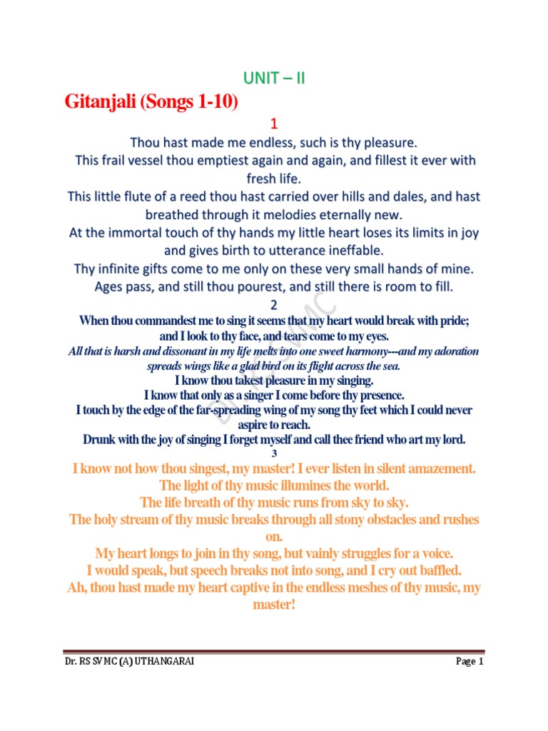 Rabindranath Tagore-Gitanjali | PDF | Rabindranath Tagore | Romanticism