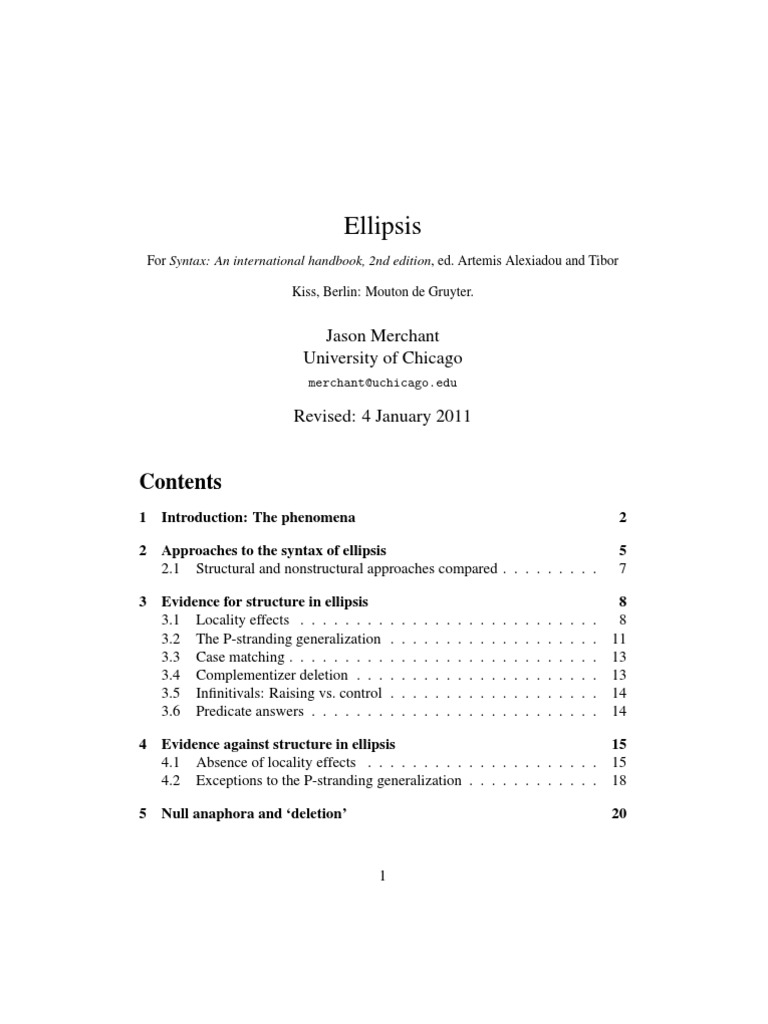 Ellipsis: Jason Merchant University of Chicago | PDF | Human ...