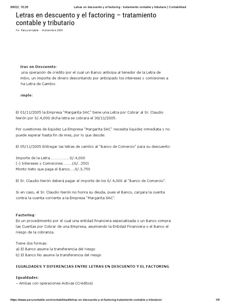 Factoring y Letras en Descuento: Contabilidad | PDF | Bancos | Contabilidad