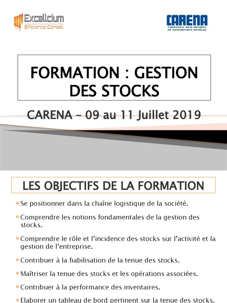 Formation Gestion Des Stocks Definitif | PDF | Inventaire | Logistique