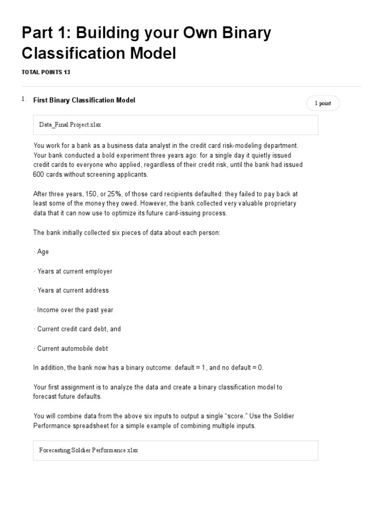 Part 1 - Building Your Own Binary Classification Model - Coursera 1 | PDF | Receiver Operating ...